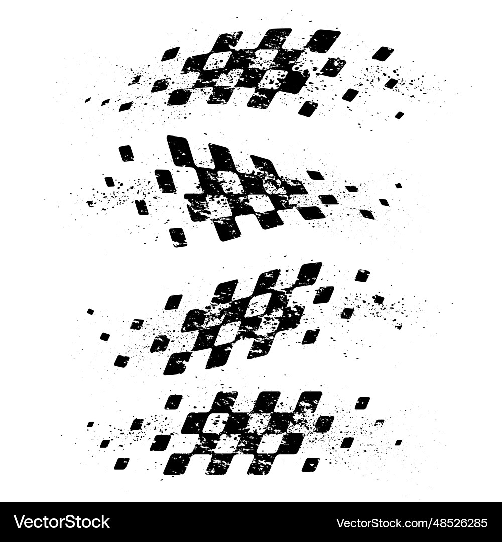 Different grunge wave ink flags set shadows Vector Image