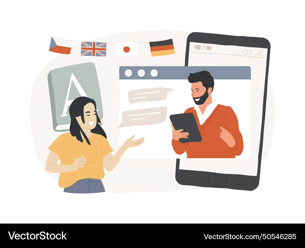 Online language tutoring isolated concept Vector Image