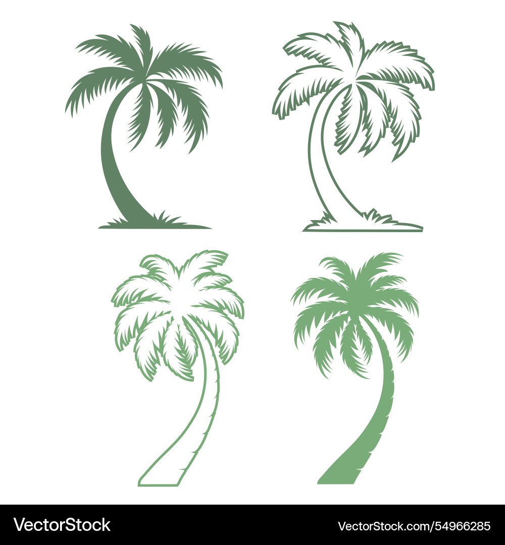 This image features four stylized palm tree Vector Image