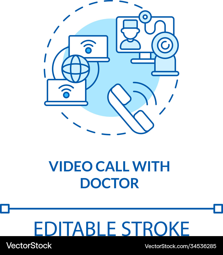 Video call with doctor concept icon Royalty Free Vector