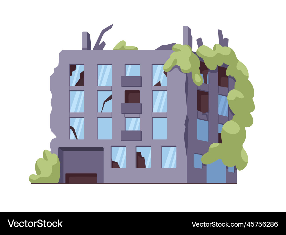 Abandoned damaged building destroyed ruined Vector Image
