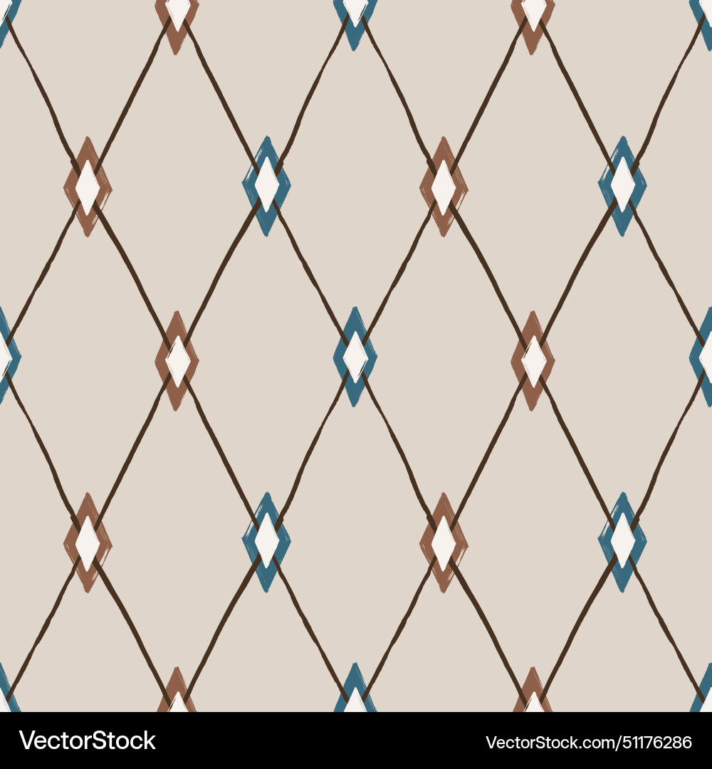 Argyle pattern from brush strokes diamond Vector Image