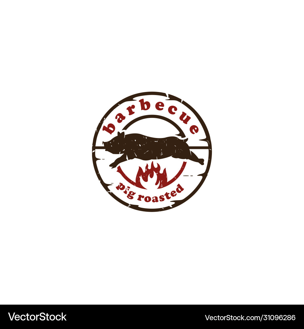 Barbecue pig roasted logo Royalty Free Vector Image