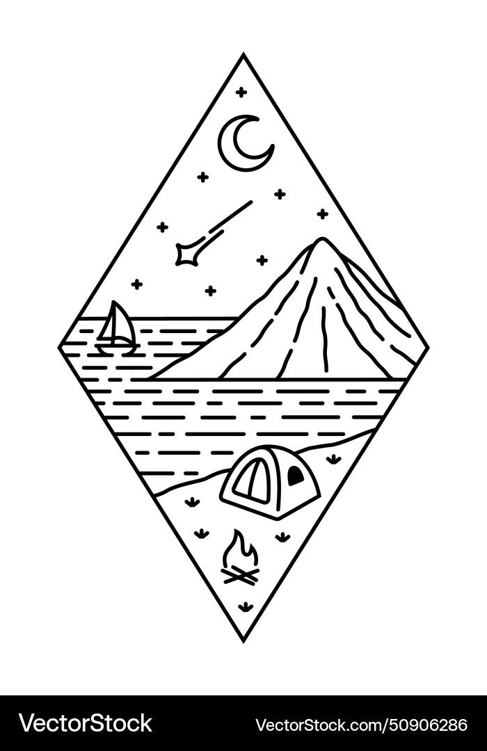 Beautiful nature line art Royalty Free Vector Image