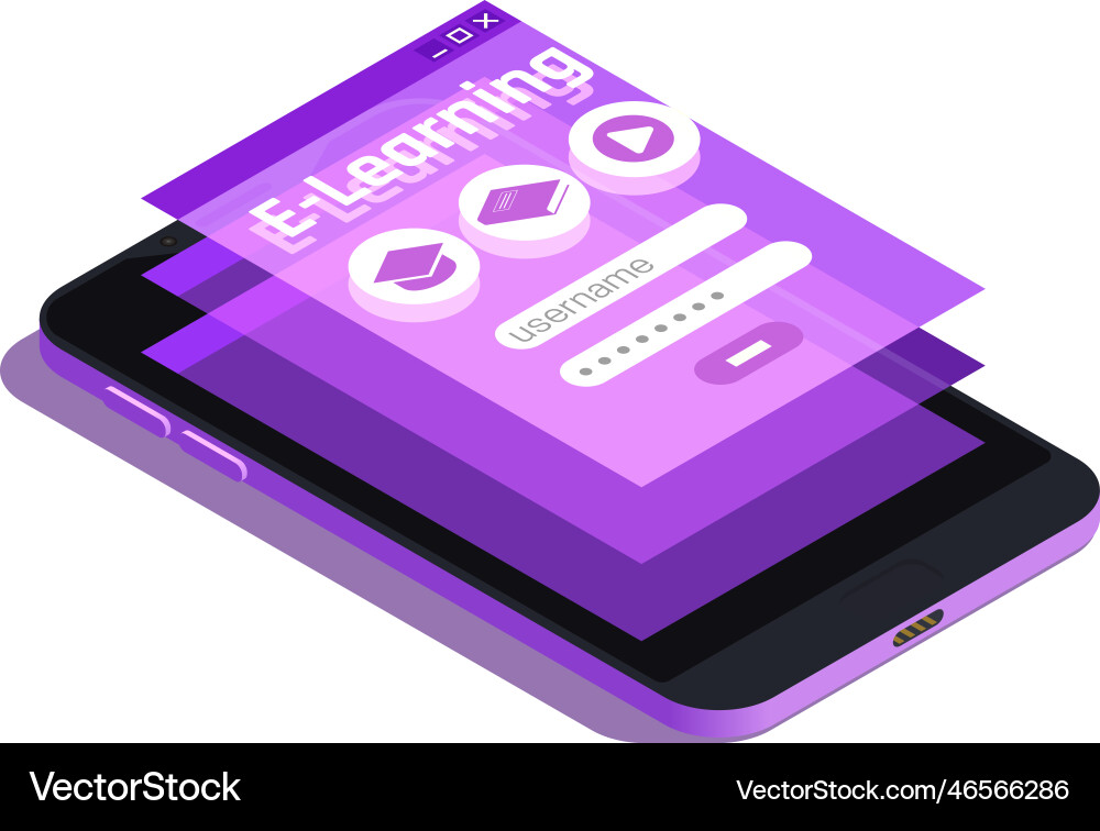 Elearning isometric icon Royalty Free Vector Image