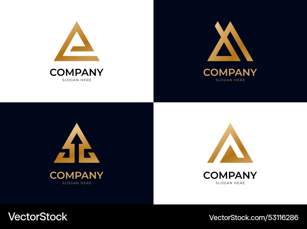 Golden triangle letter a monogram business logo Vector Image