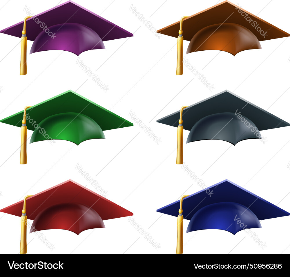 Graduate hats or caps Royalty Free Vector Image