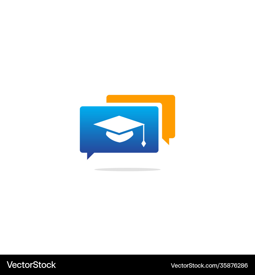 Graduation hat education talk logo Royalty Free Vector Image