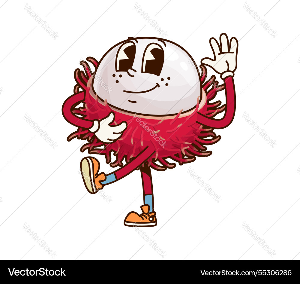 Groovy tropical lychee fruit with nostalgic vibe Vector Image