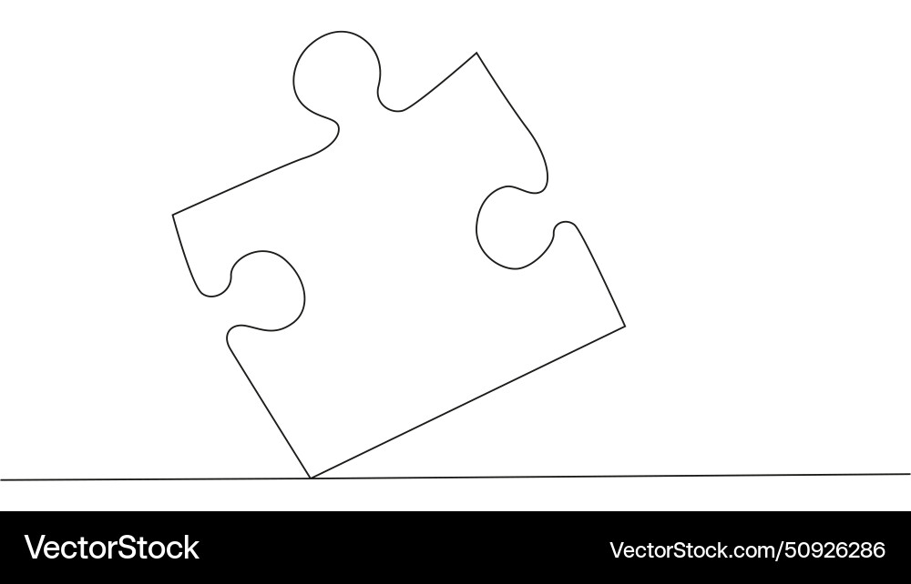 One line connecting puzzle pieces Royalty Free Vector Image
