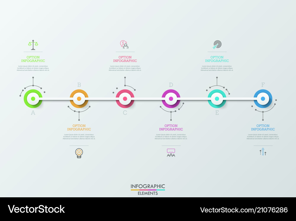 Six Circles: Progress & Development Royalty Free Vector