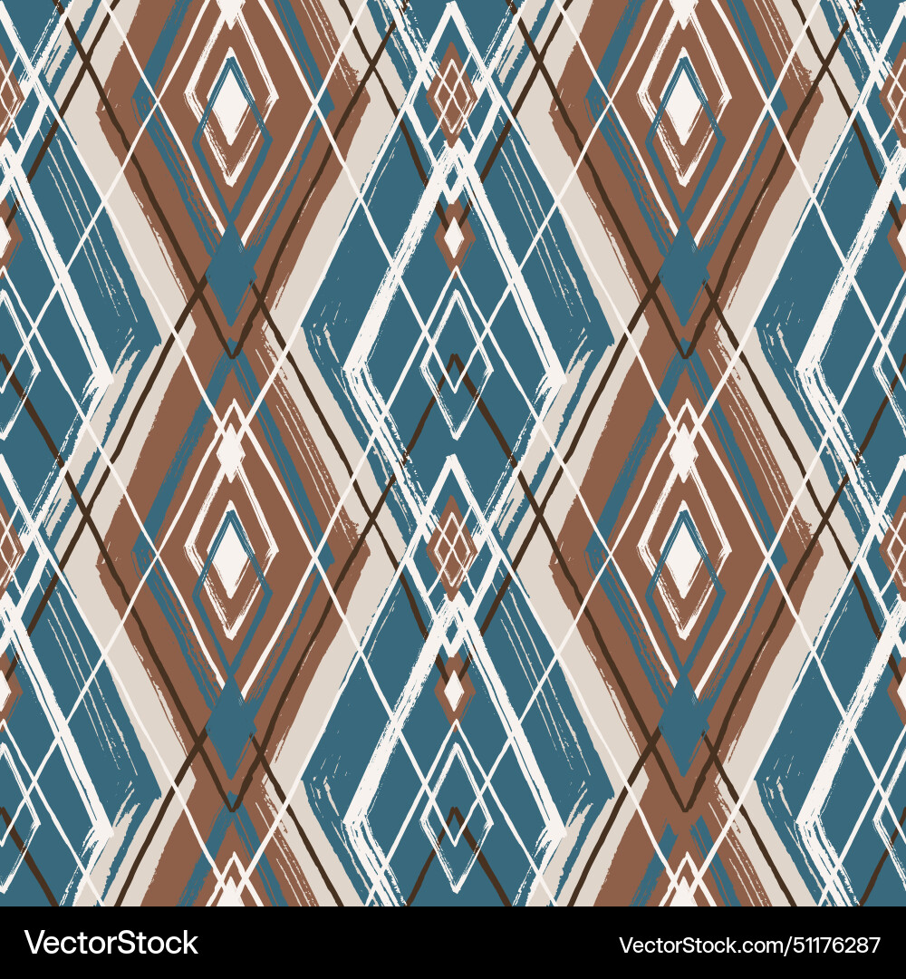 Argyle pattern from brush strokes diamond Vector Image