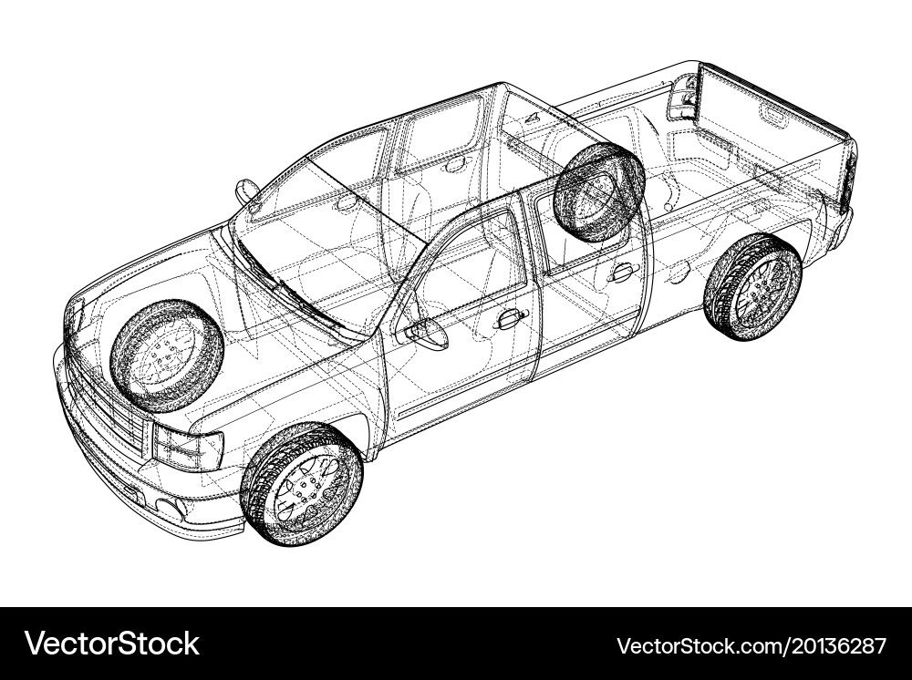 Auto suv Zeichnung Umriss Rendering Lizenzfreier Vektor