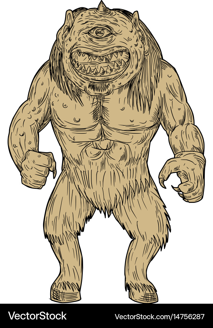 Cyclops Drawing - Single Eye Monster Royalty Free Vector