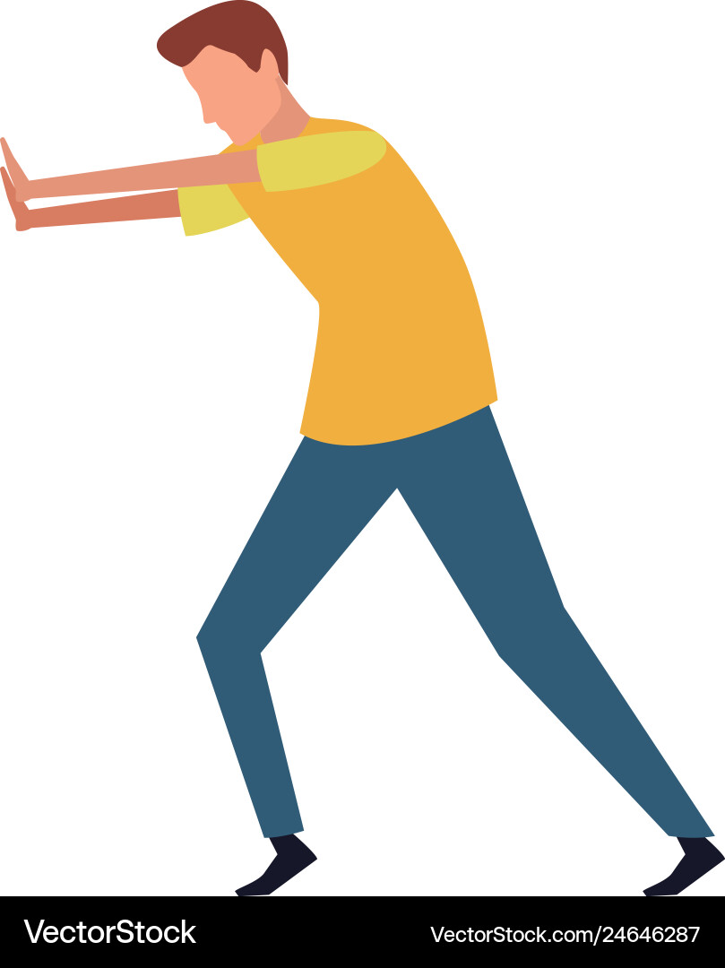 Cartoon Man Pushing