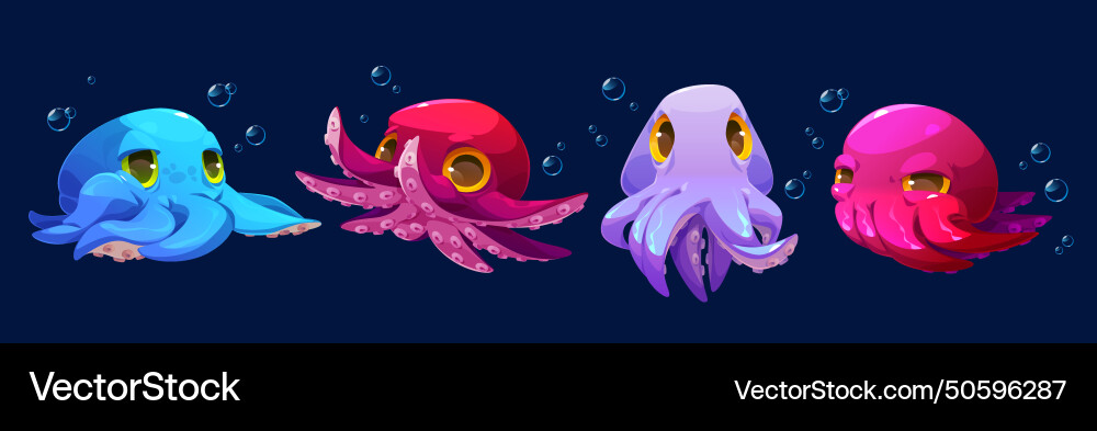 Octopus cartoon character set Royalty Free Vector Image