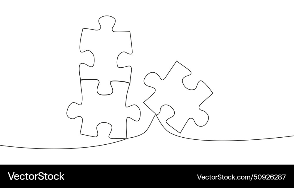 One line connecting puzzle pieces Royalty Free Vector Image