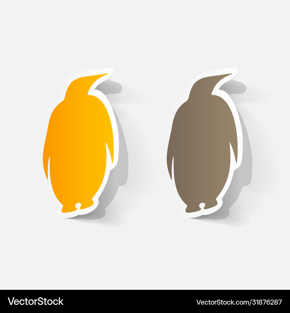 Paper clipped sticker penguin label Royalty Free Vector