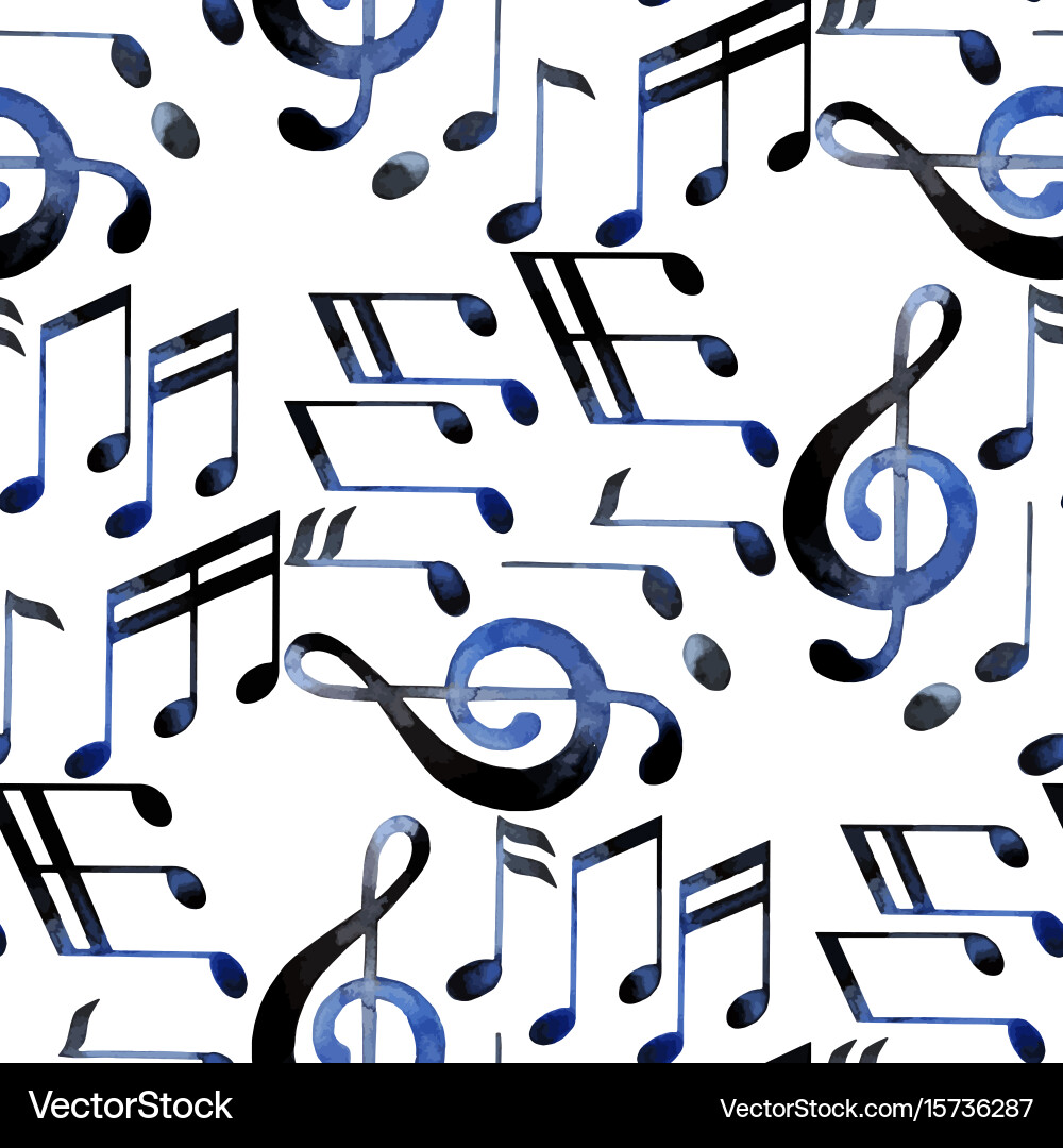 Watercolor musical notes pattern Royalty Free Vector Image