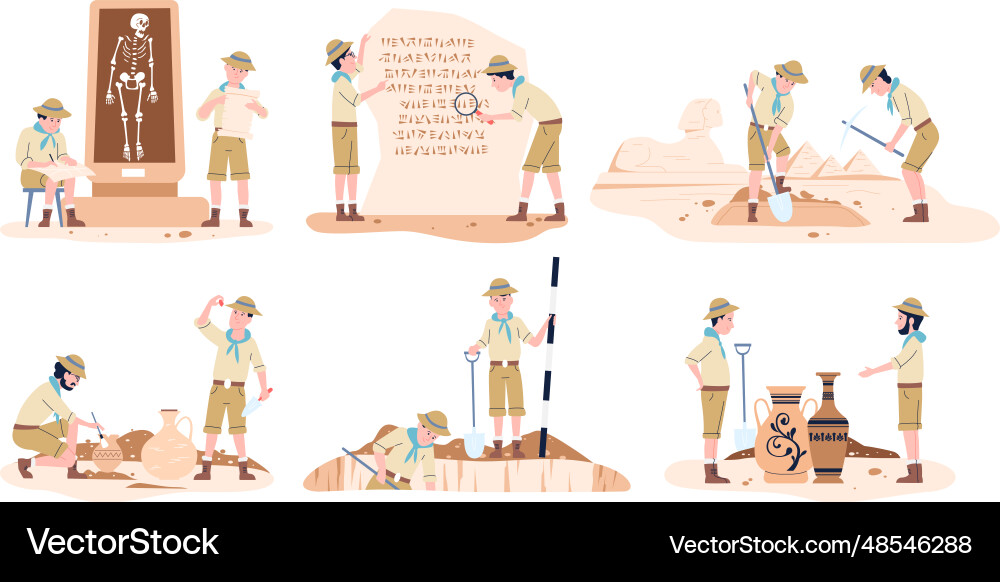 Archeologist working geology and archeology Vector Image