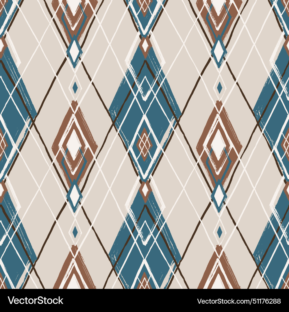 Argyle pattern from brush strokes diamond Vector Image