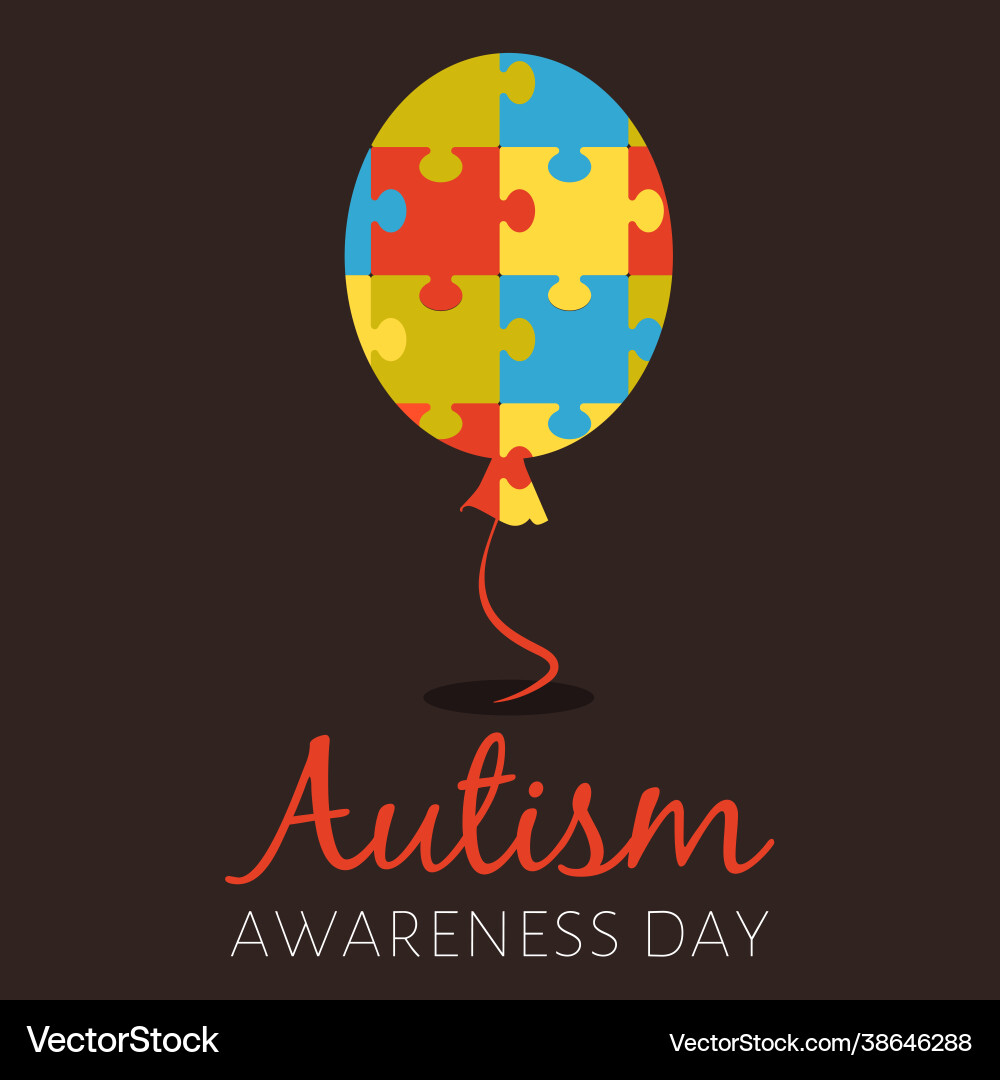 Autism day poster with puzzle pieces forming Vector Image