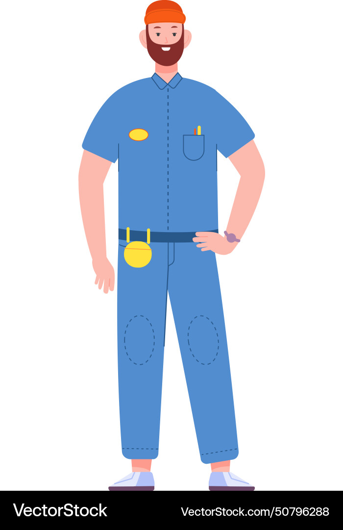 Blue uniform worker mechanic service color Vector Image