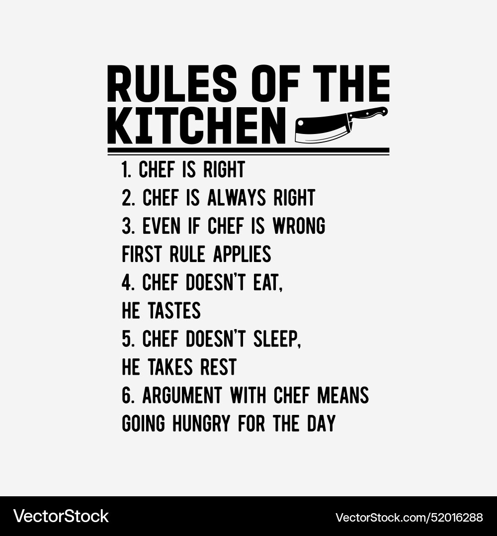 Funny rules of the kitchen chef t-shirt desi Vector Image
