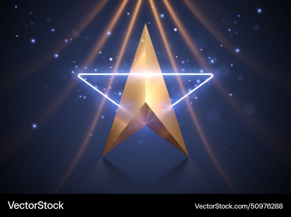 Golden star shape with light effects Royalty Free Vector