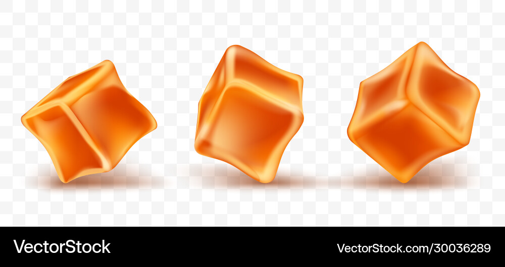Caramel cubes toffee set isolated on transparent Vector Image