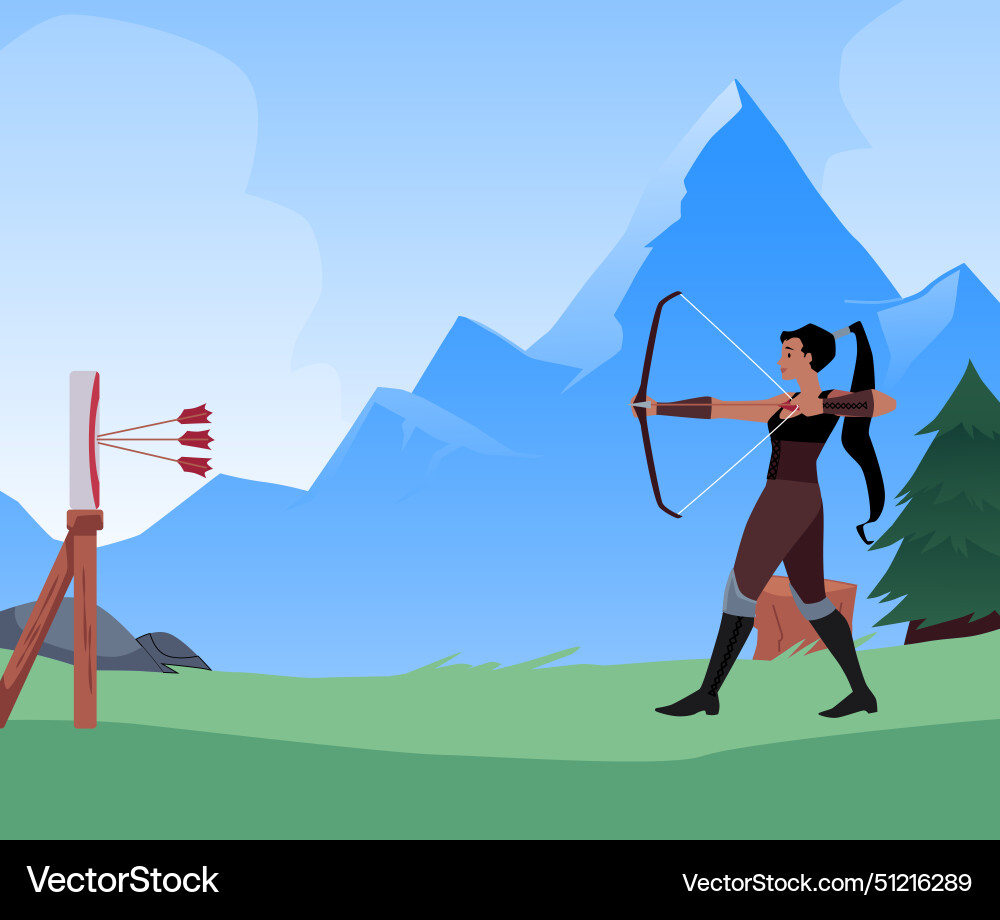 Focused archer warrior woman Royalty Free Vector Image