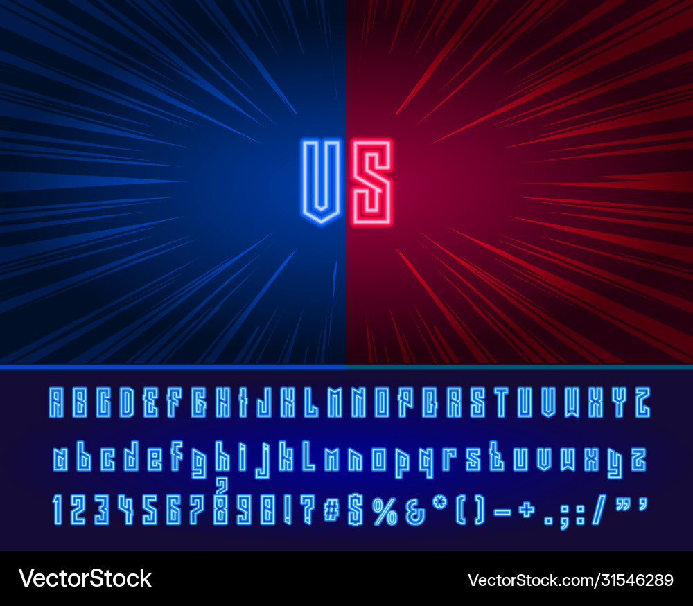 Game versus screen with alphabet type to edit Vector Image