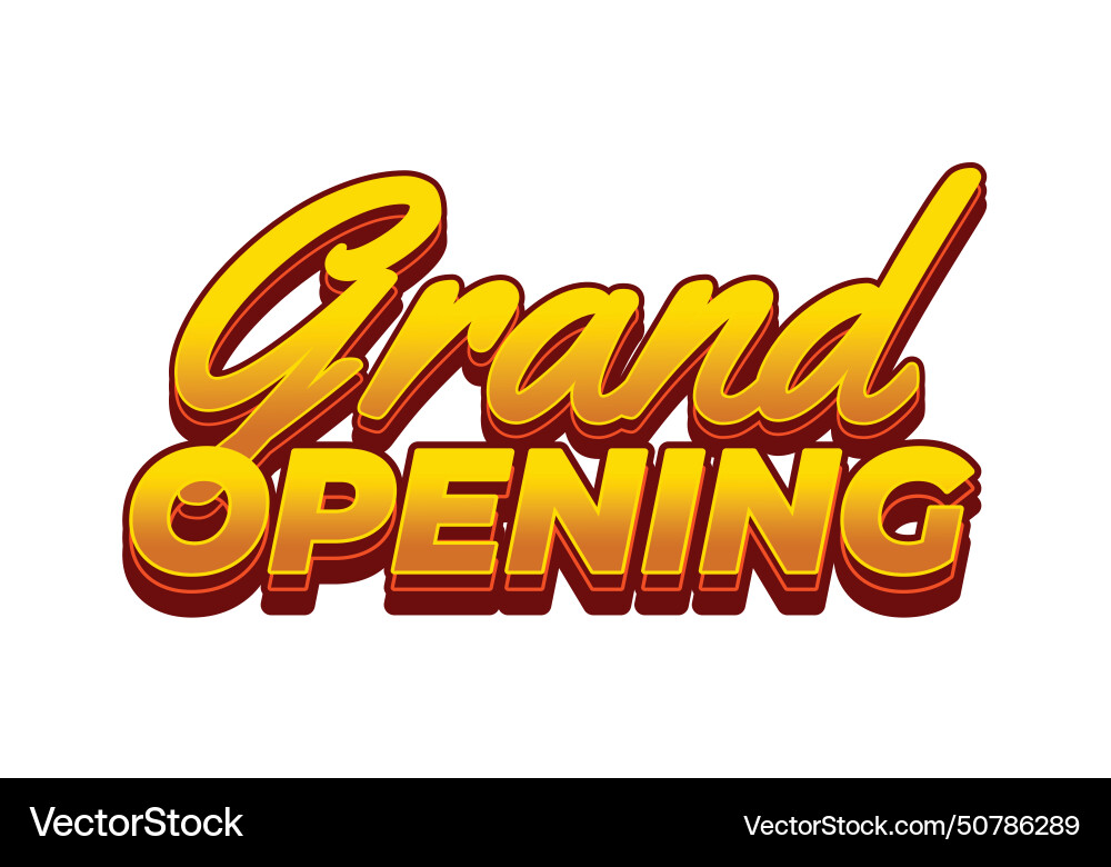 Grand opening text effect in yellow red color Vector Image