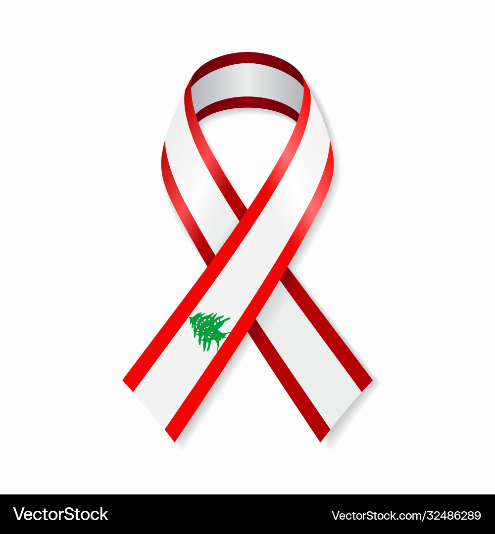 Lebanese flag stripe ribbon on white background Vector Image