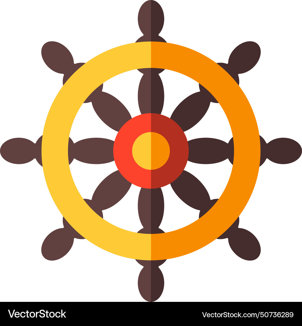 Ship steering wheel wooden navigation tool icon Vector Image