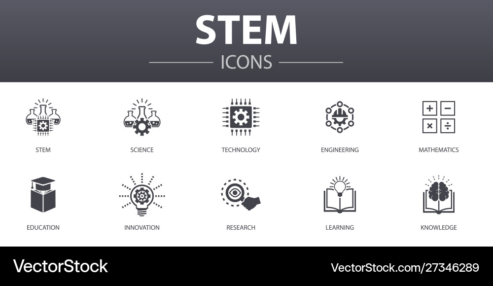 Stem simple concept icons set contains Royalty Free Vector
