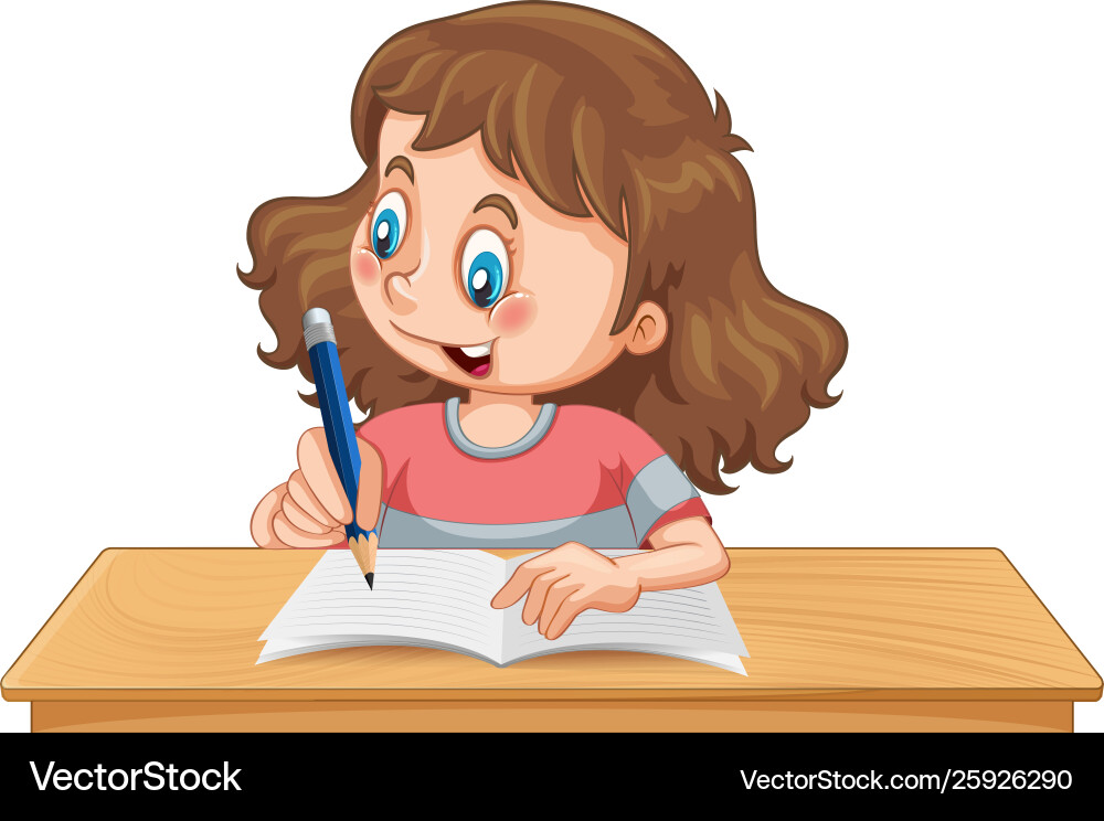 A girl writing on book Royalty Free Vector Image