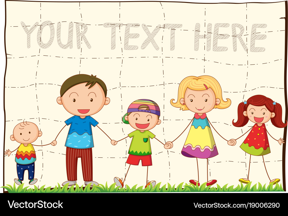 Background template with happy family Royalty Free Vector