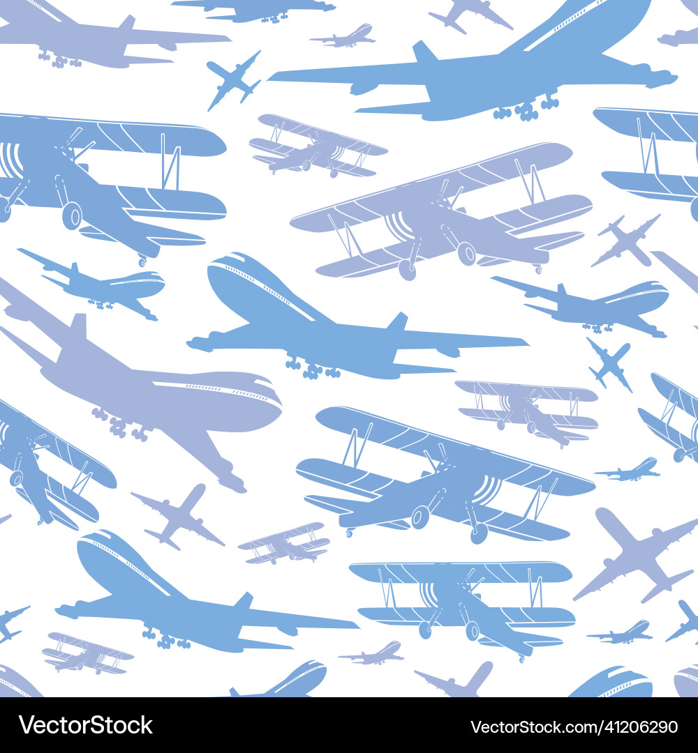 Blue Airplane Seamless Pattern Royalty Free Vector Image