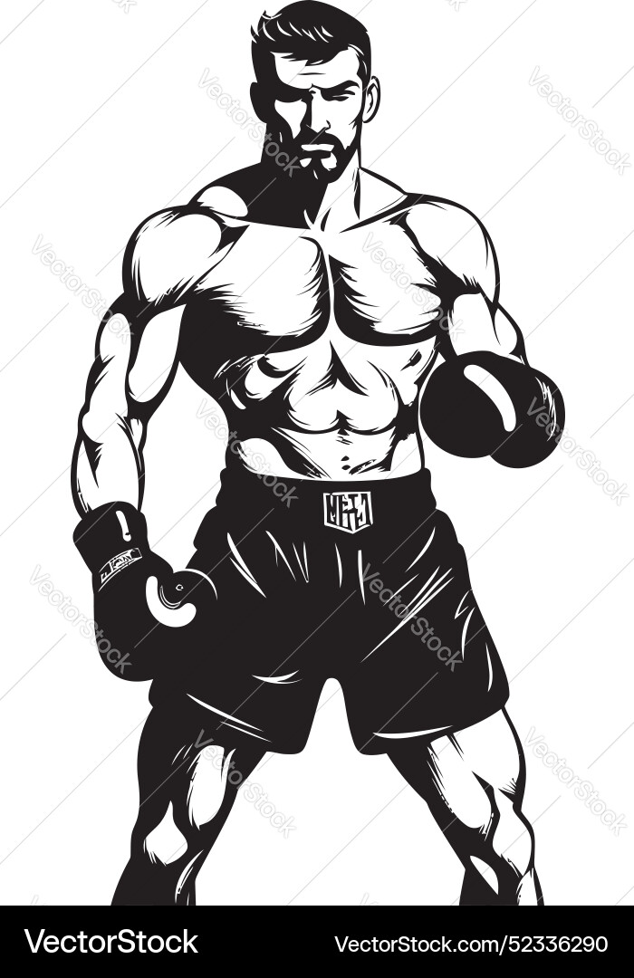 Boxing dynamo boxer silhouette smash champ black Vector Image