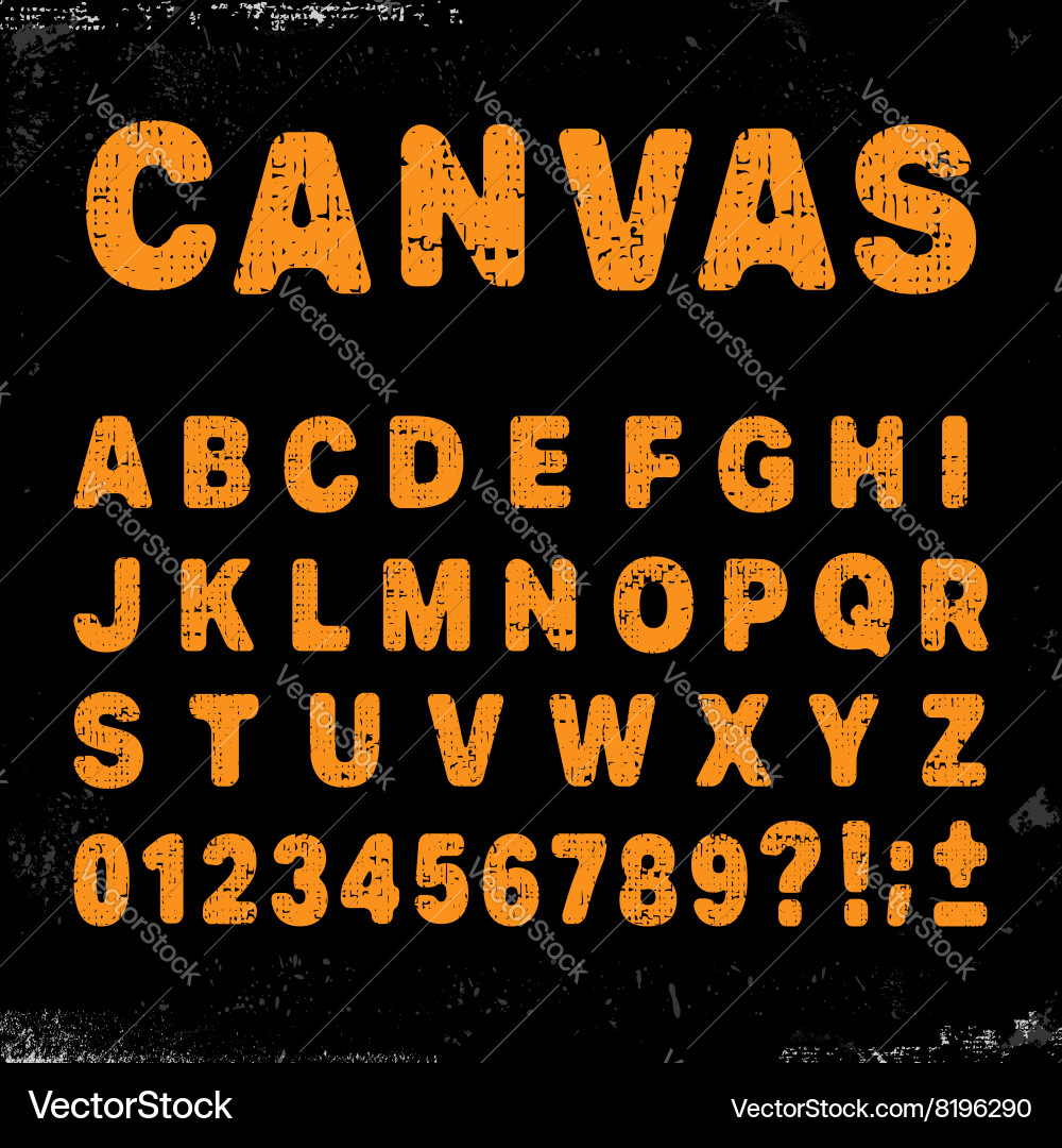 Canvas alphabet font Royalty Free Vector Image