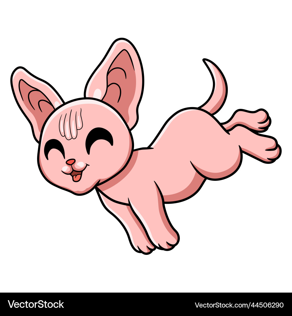 Cute sphynx cat cartoon jumping Royalty Free Vector Image