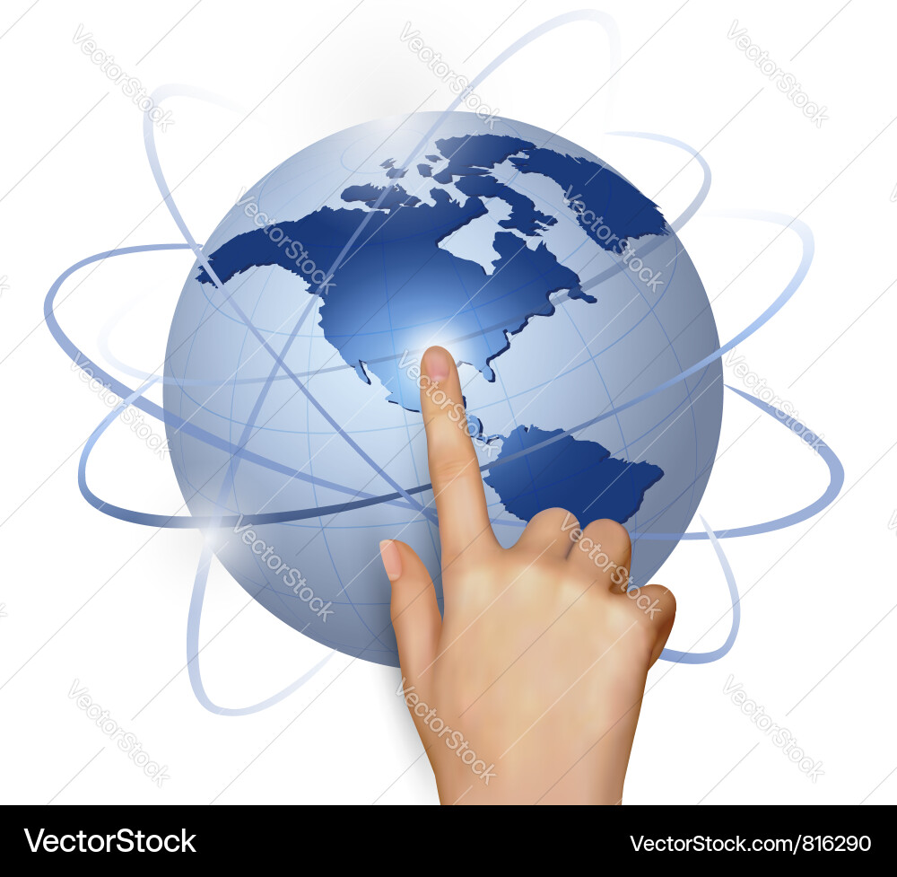 Finger touching globe Royalty Free Vector Image