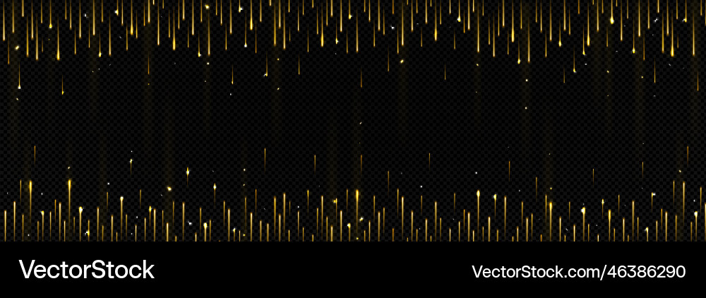 Golden meteor fall and rain background Royalty Free Vector