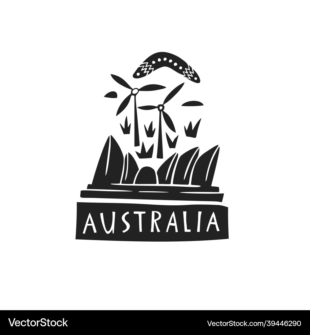 Hand drawn stylized map of australia travel Vector Image