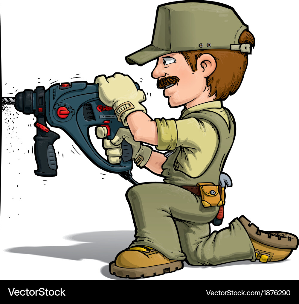 Handyman drilling khaki Royalty Free Vector Image