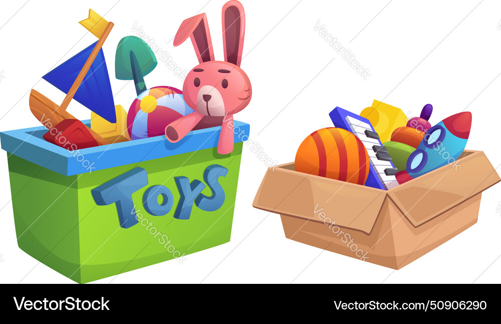 Kid toy box with gift for play isolated Royalty Free Vector