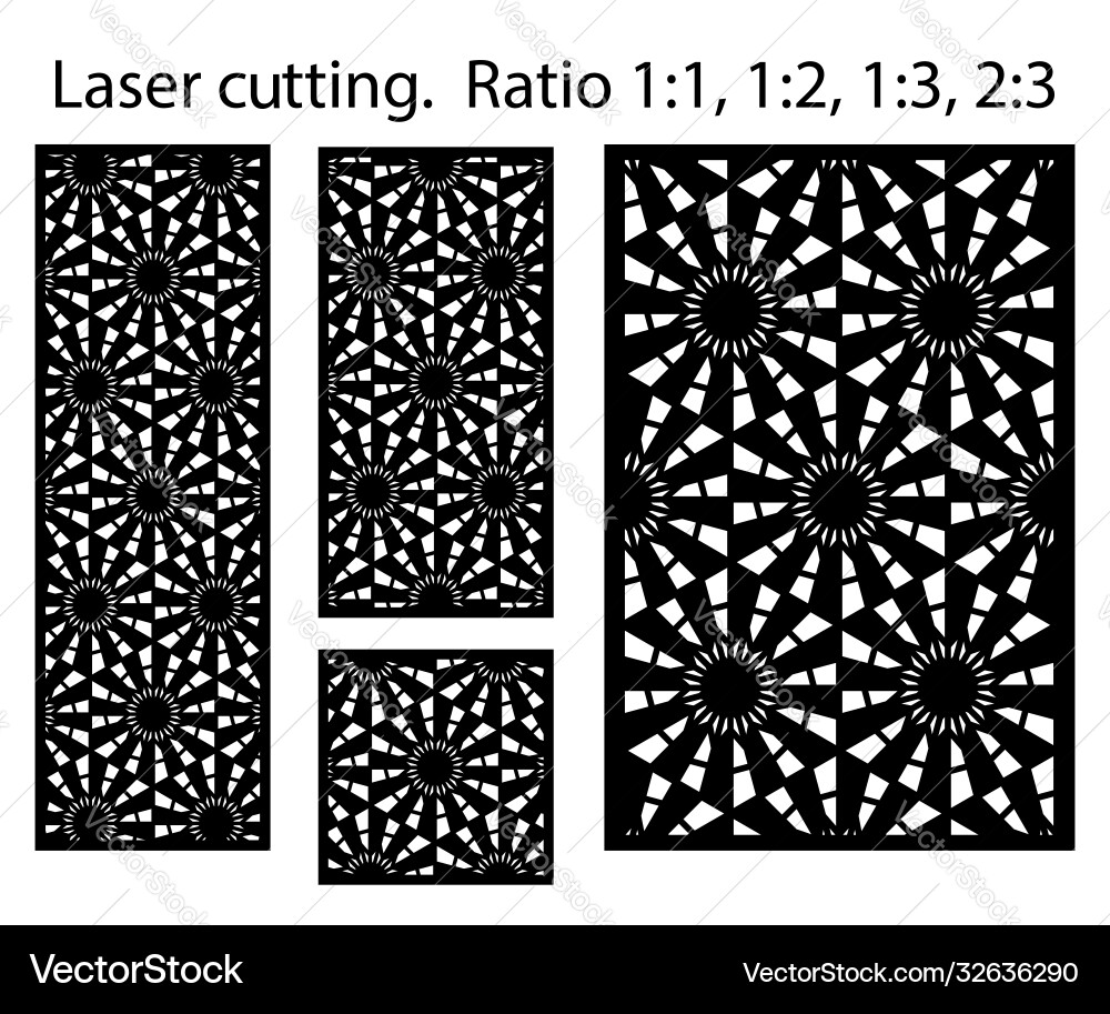 Laser pattern set decorative panels Royalty Free Vector