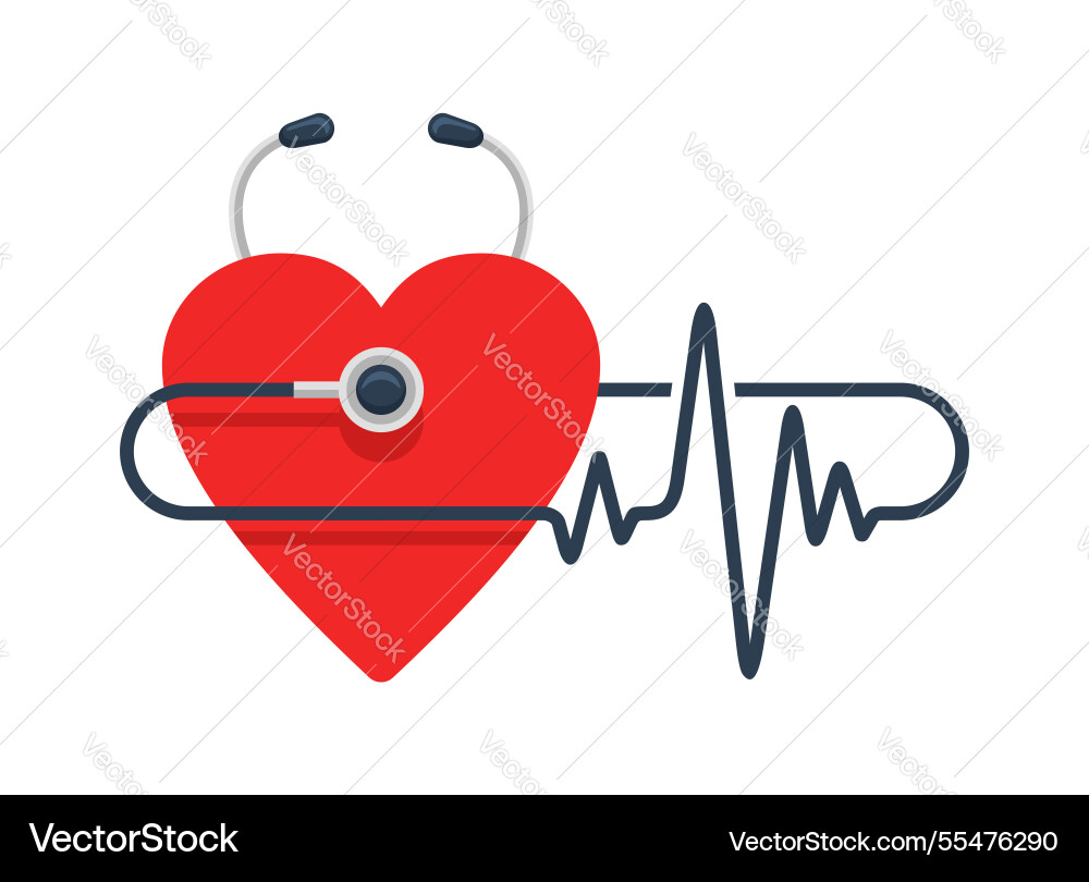 Stethoscope with heart shape in flat style Vector Image