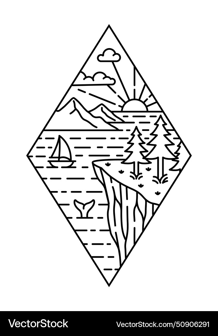 Beautiful nature line art Royalty Free Vector Image